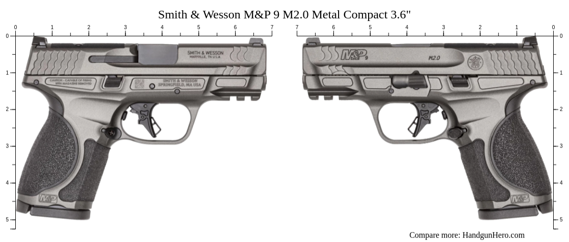 Compare Smith & Wesson M&P 9 M2.0 Metal Compact 3.6" size against other ...