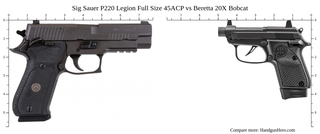 Sig Sauer P220 Legion Full Size 45ACP vs Beretta 20X Bobcat size ...