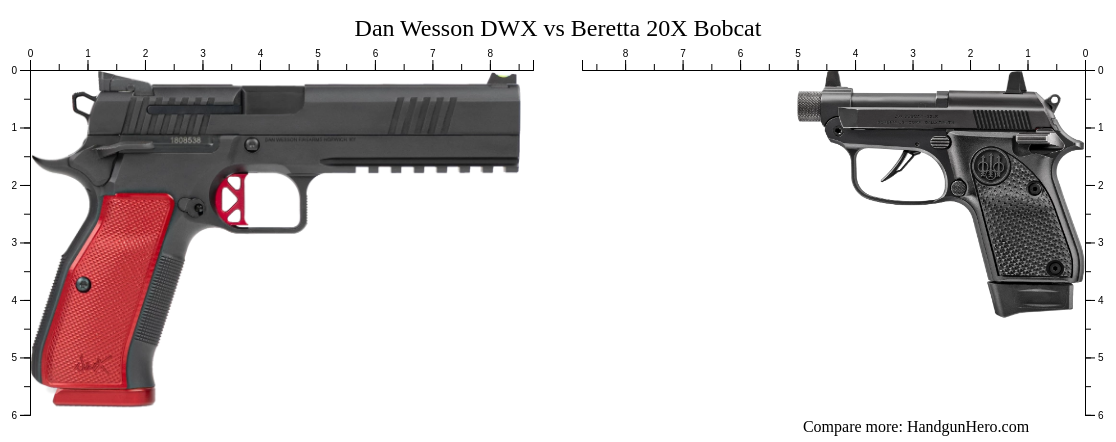 Dan Wesson DWX vs Beretta 20X Bobcat size comparison | Handgun Hero