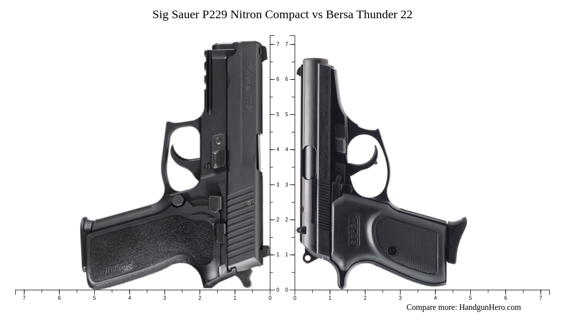Sig Sauer P229 Nitron Compact vs Bersa Thunder 22 size comparison ...