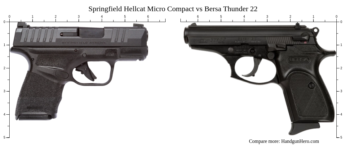Springfield Hellcat Micro Compact vs Bersa Thunder 22 size comparison ...