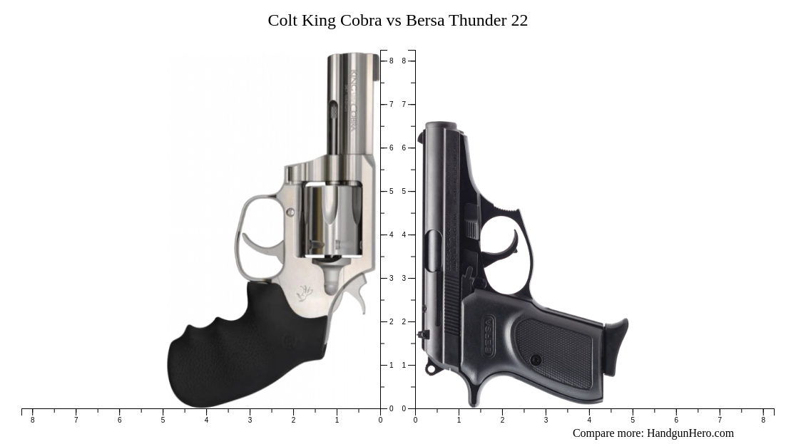 Colt King Cobra vs Bersa Thunder 22 size comparison | Handgun Hero