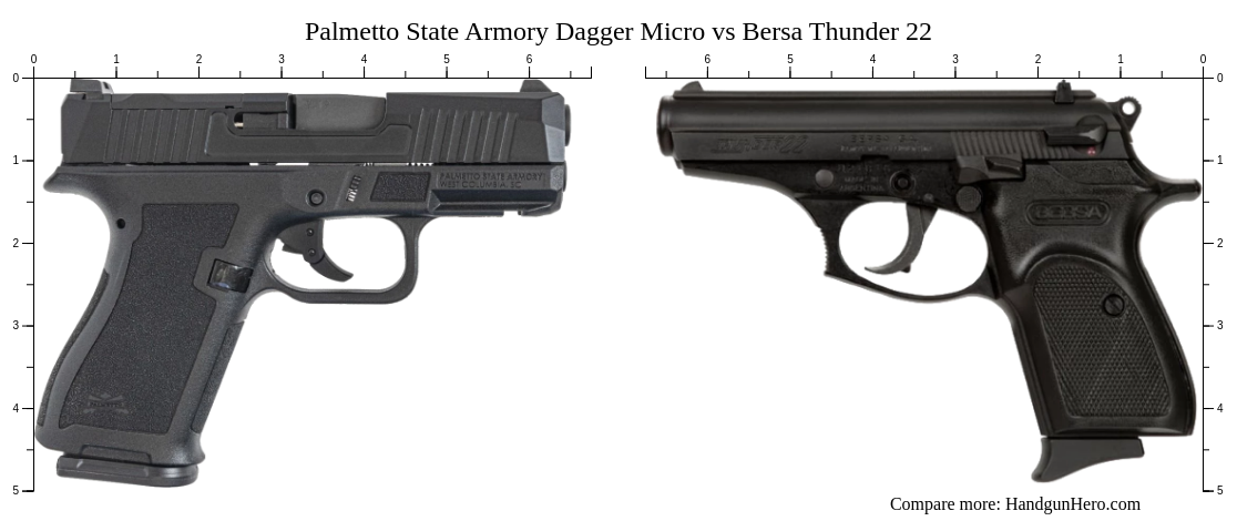 Palmetto State Armory Dagger Micro vs Bersa Thunder 22 size comparison ...