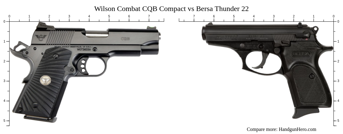 Wilson Combat CQB Compact vs Bersa Thunder 22 size comparison | Handgun ...