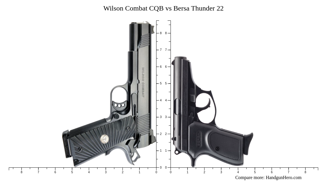 Wilson Combat CQB vs Bersa Thunder 22 size comparison | Handgun Hero