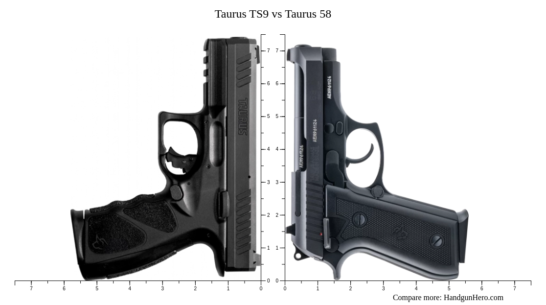 Taurus TS9 vs Taurus 58 size comparison | Handgun Hero