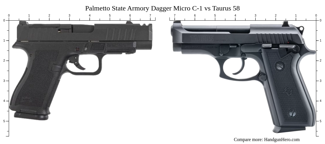 Palmetto State Armory Dagger Micro C-1 vs Taurus 58 size comparison ...