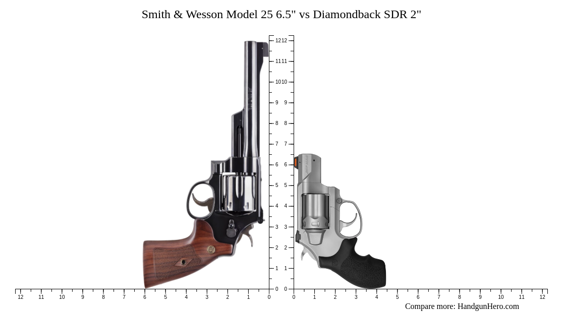 Smith & Wesson Model 25 6.5" vs Diamondback SDR 2" size comparison ...
