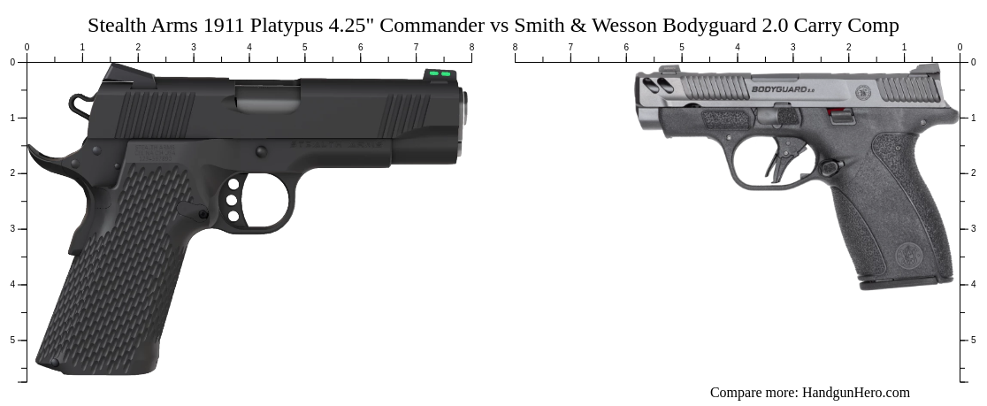 Stealth Arms 1911 Platypus 4.25" Commander vs Smith & Wesson Bodyguard ...