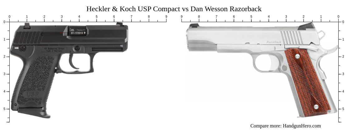 Heckler & Koch USP Compact vs Dan Wesson Razorback size comparison ...