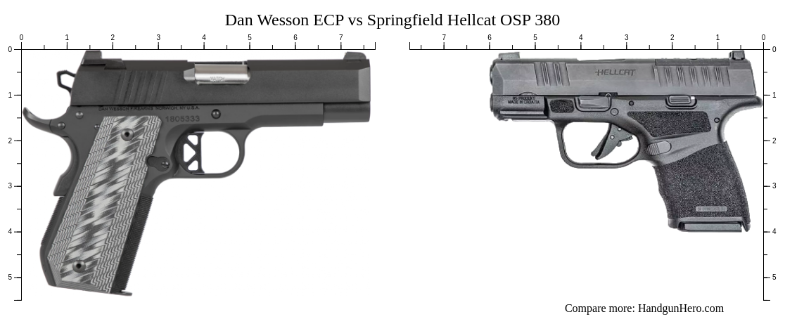 Dan Wesson ECP vs Springfield Hellcat OSP 380 size comparison | Handgun ...