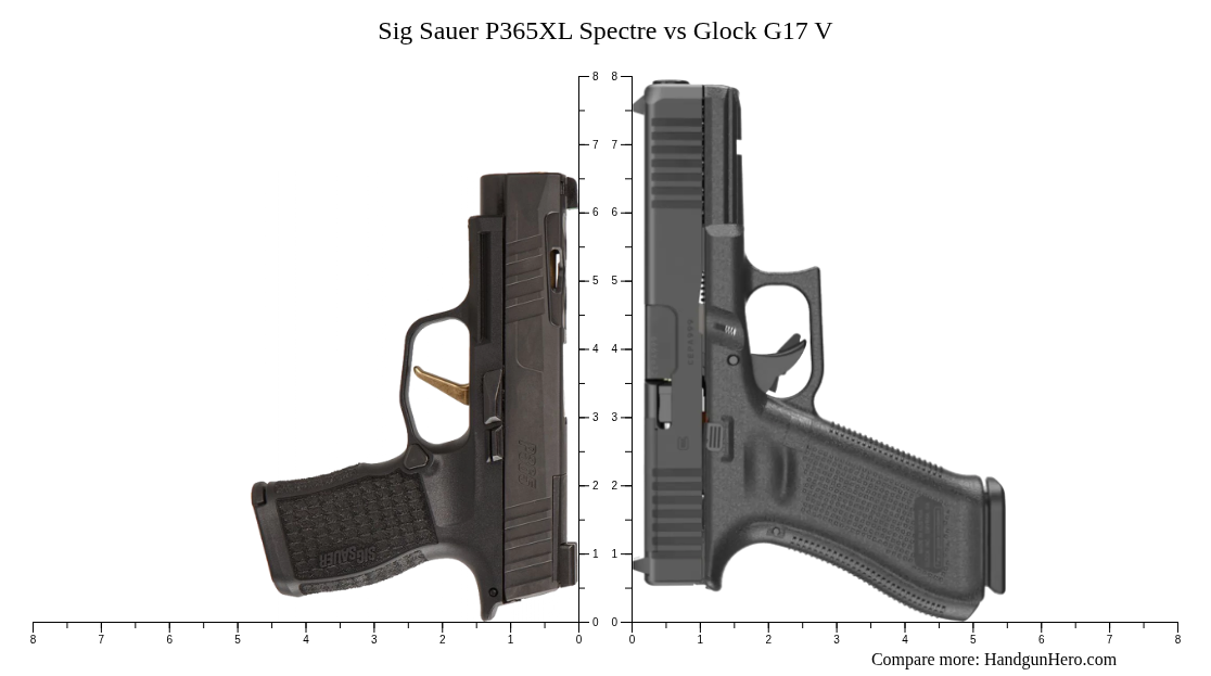 Sig Sauer P365XL Spectre vs Glock G17 V size comparison | Handgun Hero