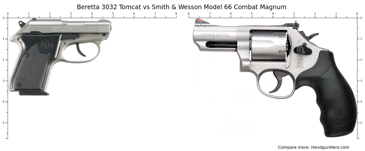 Beretta 3032 Tomcat vs Smith & Wesson Model 66 Combat Magnum size ...