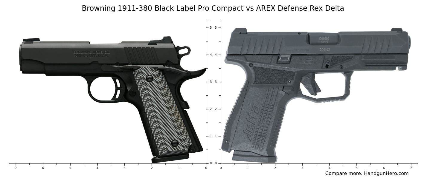 Browning 1911-380 Black Label Pro Compact vs AREX Defense Rex Delta ...