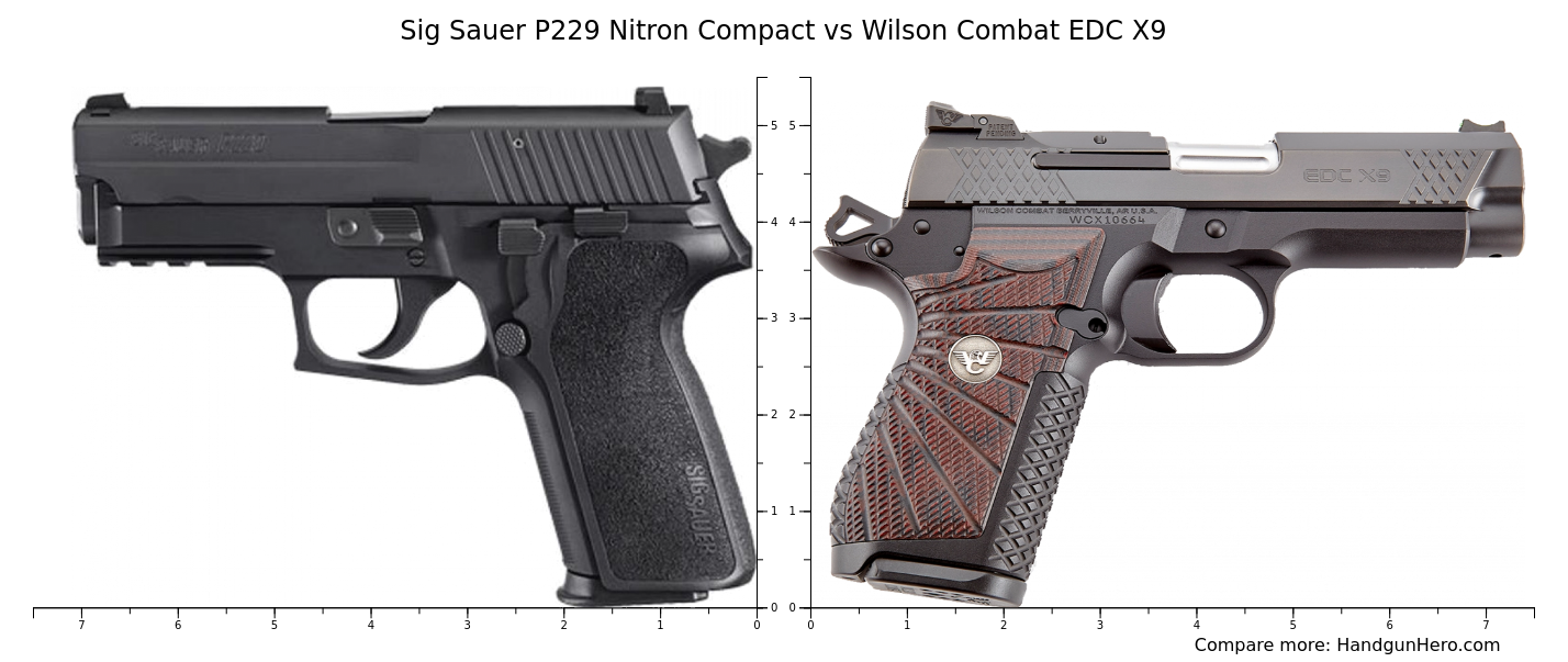 Sig Sauer P229 Nitron Compact vs Wilson Combat EDC X9 size comparison ...