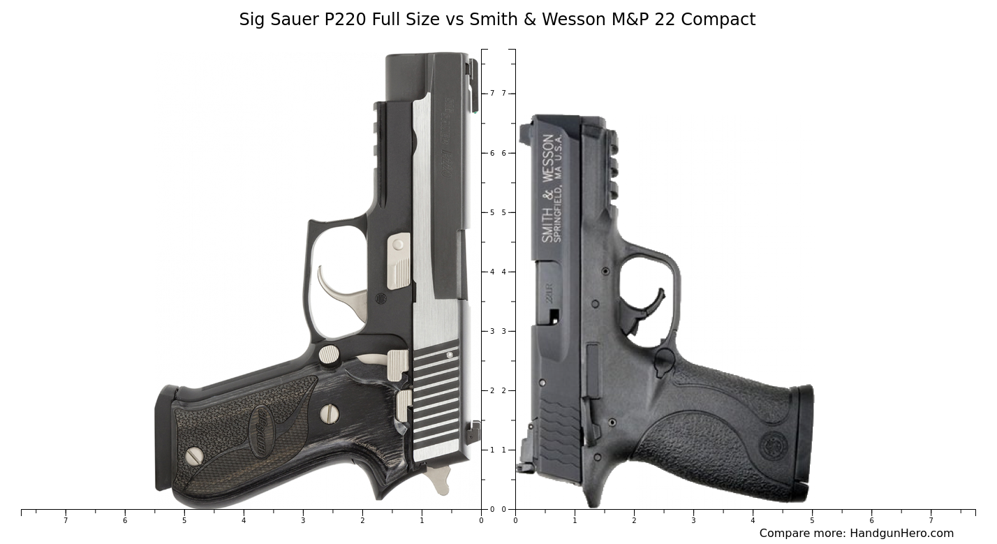 Sig Sauer P220 Full Size vs Smith & Wesson M&P 22 Compact size ...