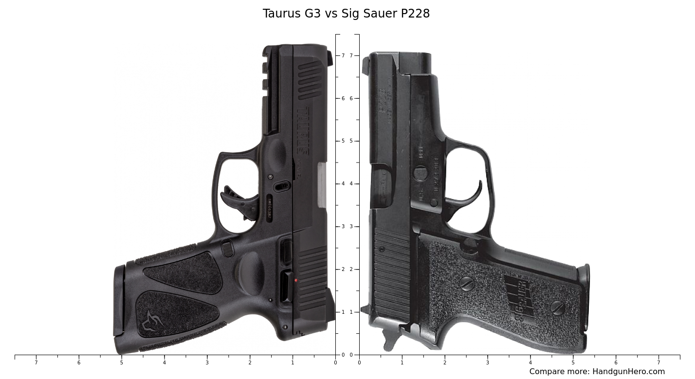 Taurus G3 vs Sig Sauer P228 size comparison | Handgun Hero