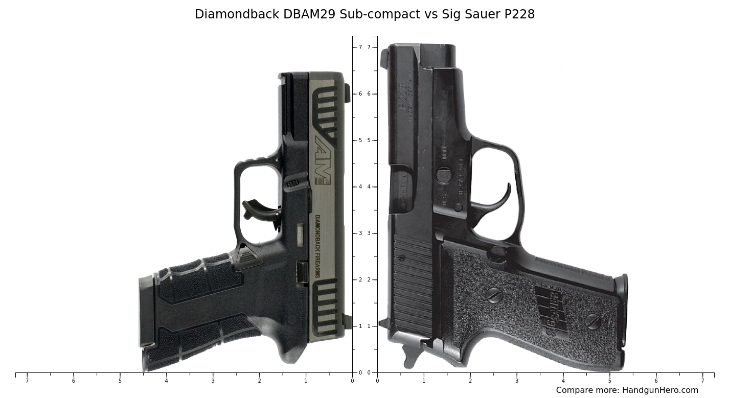 Diamondback DBAM29 Sub-compact vs Sig Sauer P228 size comparison ...