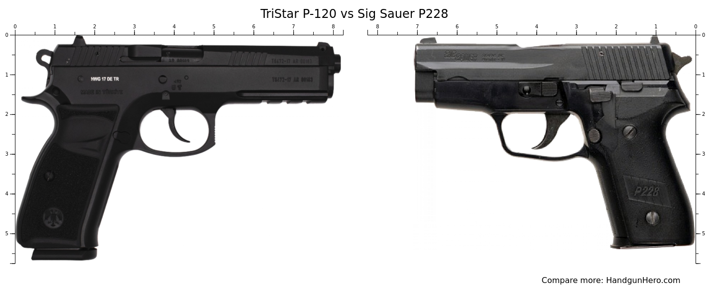 TriStar P-120 vs Sig Sauer P228 size comparison | Handgun Hero