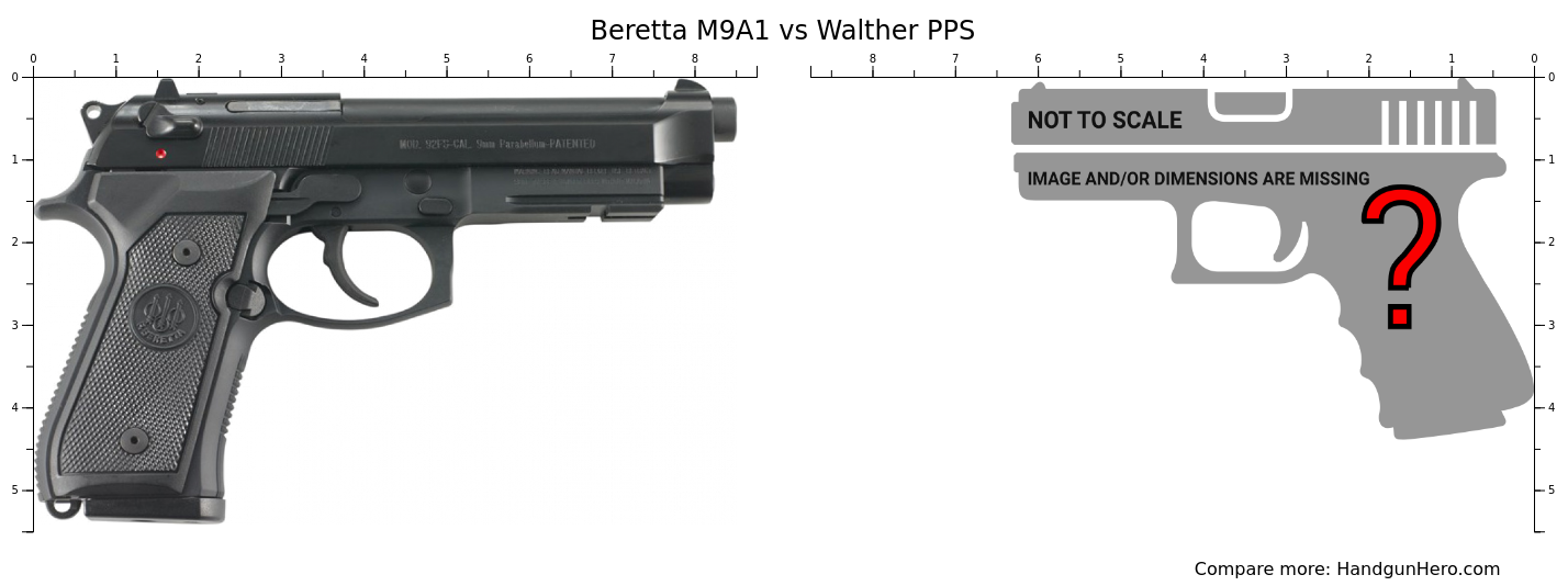 Beretta M9A1 vs Walther PPS size comparison | Handgun Hero