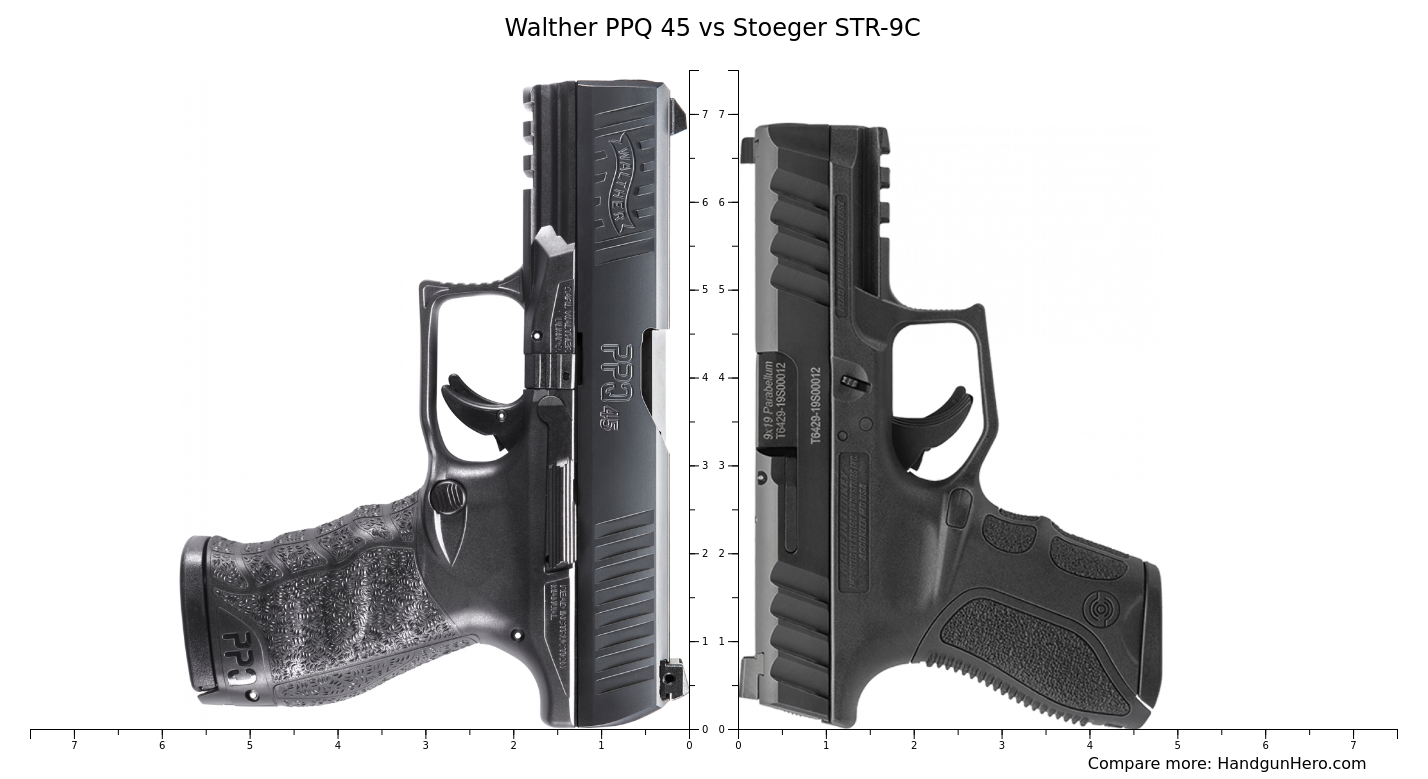 Walther PPQ 45 vs Stoeger STR-9C size comparison | Handgun Hero