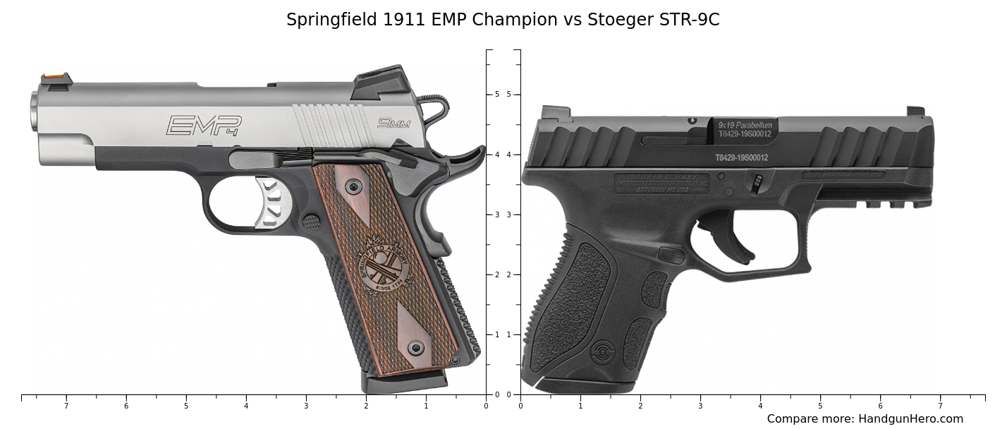 Springfield 1911 EMP Champion vs Stoeger STR-9C size comparison ...