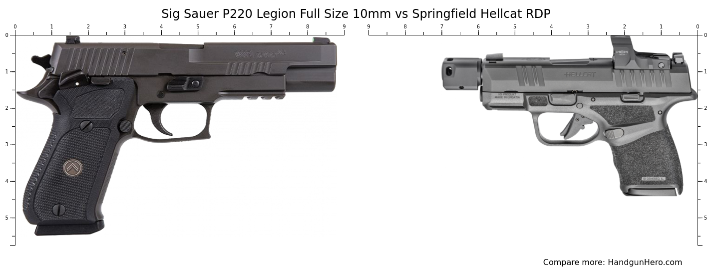 Sig Sauer P220 Legion Full Size 10mm vs Springfield Hellcat RDP size ...