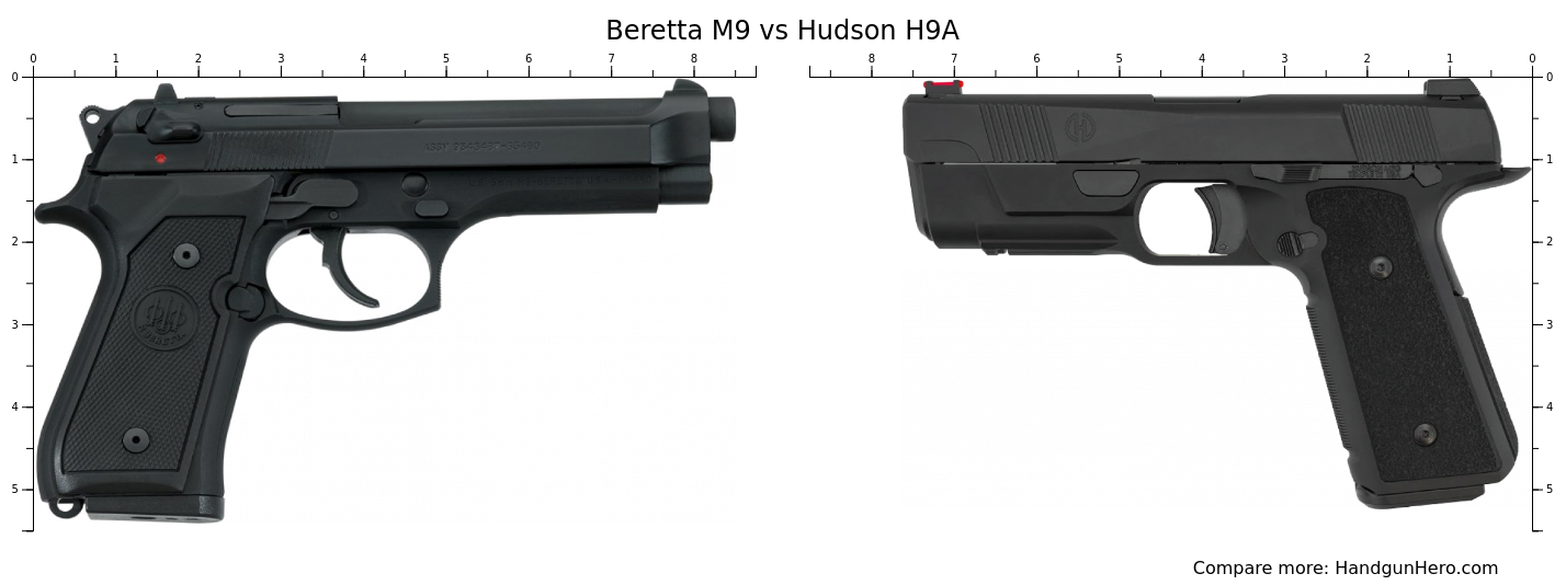 Beretta M9 vs Hudson H9A size comparison | Handgun Hero
