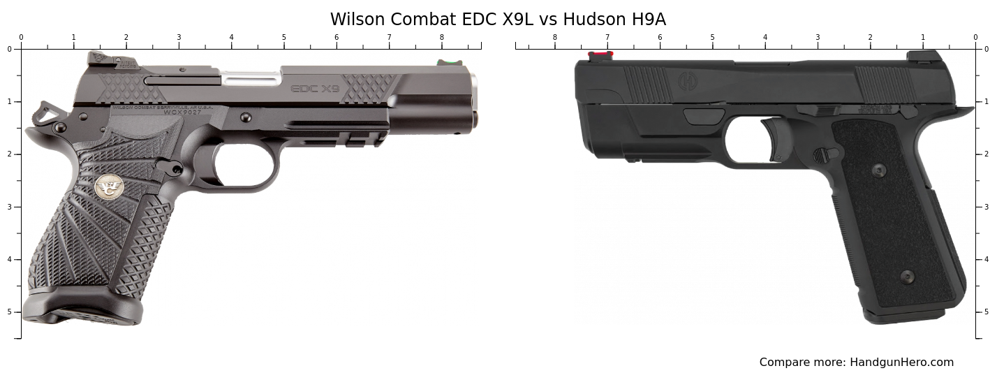 Wilson Combat EDC X9L vs Hudson H9A size comparison | Handgun Hero