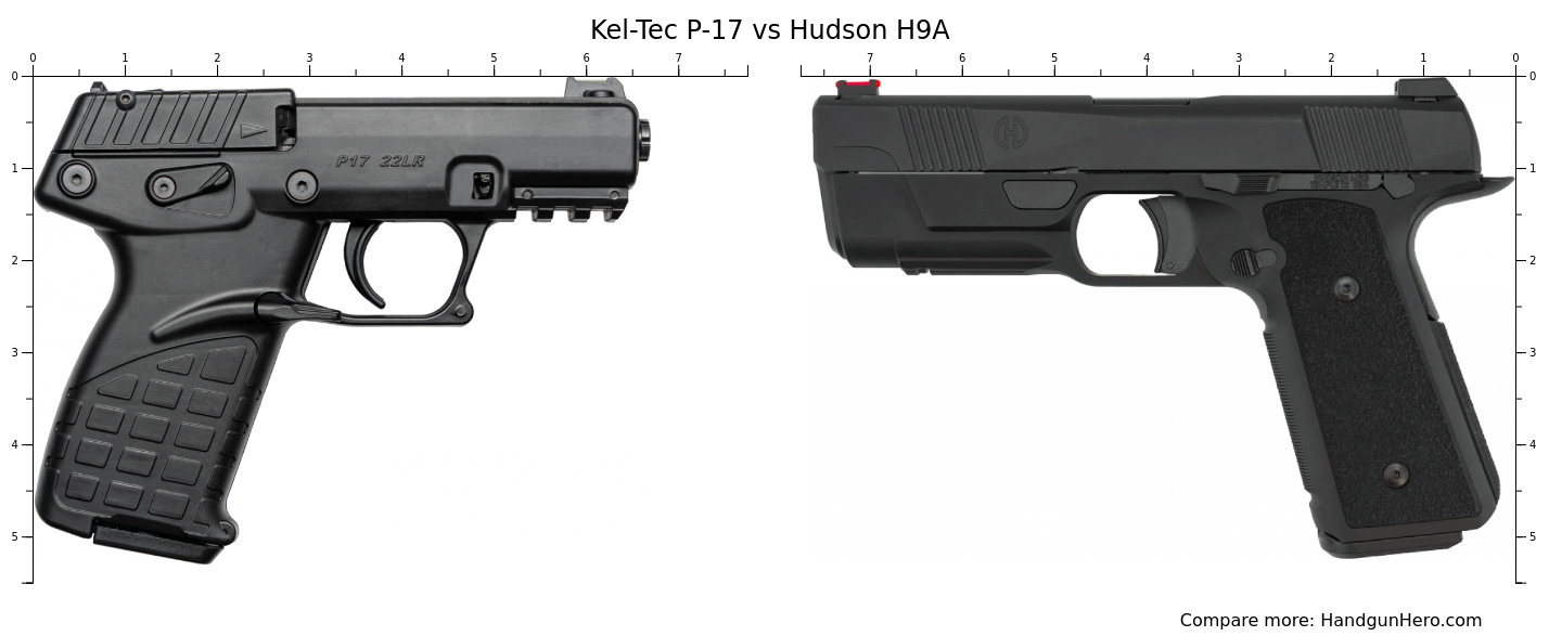 Kel-Tec P-17 vs Hudson H9A size comparison | Handgun Hero