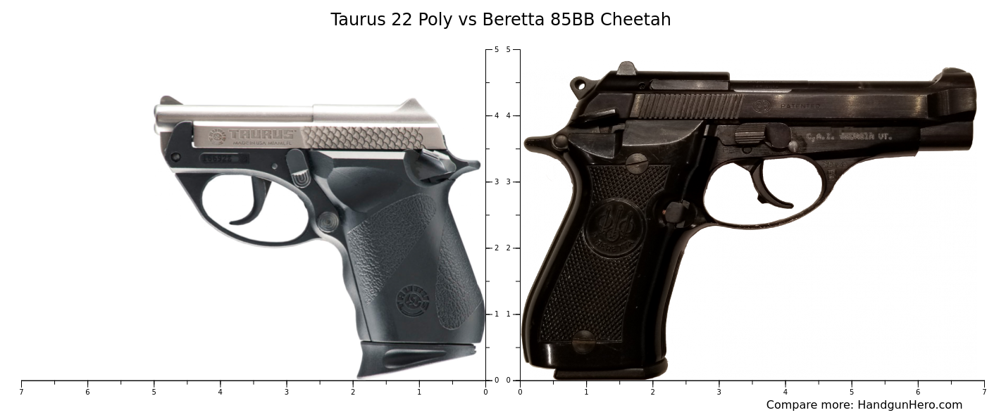 Taurus 22 Poly vs Beretta 84BB Cheetah size comparison | Handgun Hero