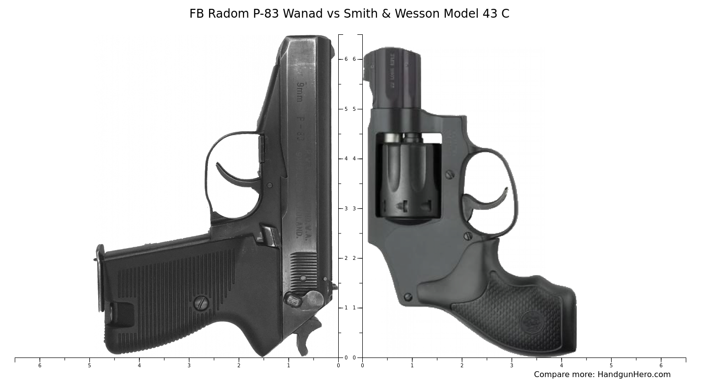 FB Radom P-83 Wanad vs Smith & Wesson Model 43 C size comparison ...