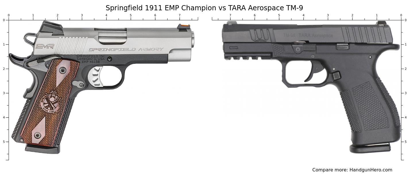 Springfield 1911 EMP Champion vs TARA Aerospace TM-9 size comparison ...
