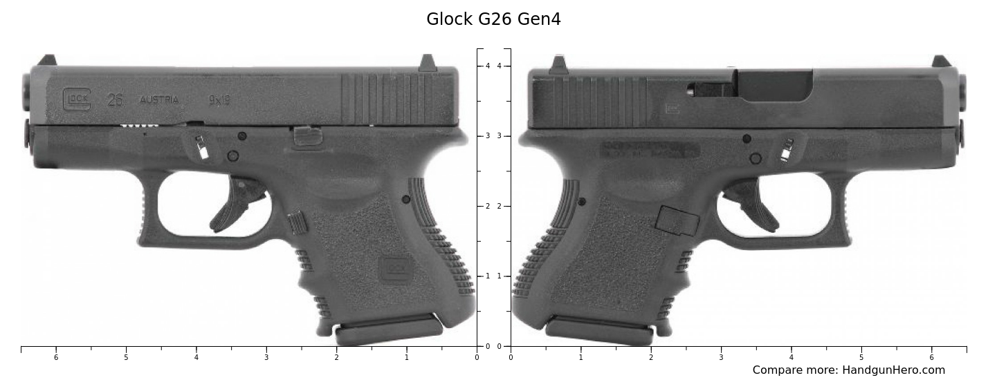 Compare Glock G26 Gen4 size against other handguns | Handgun Hero