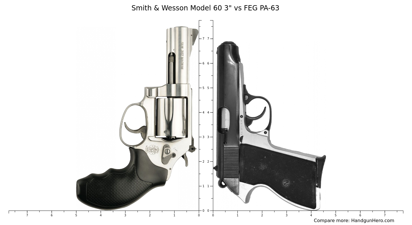 Smith & Wesson Model 60 3" vs FEG PA-63 size comparison | Handgun Hero