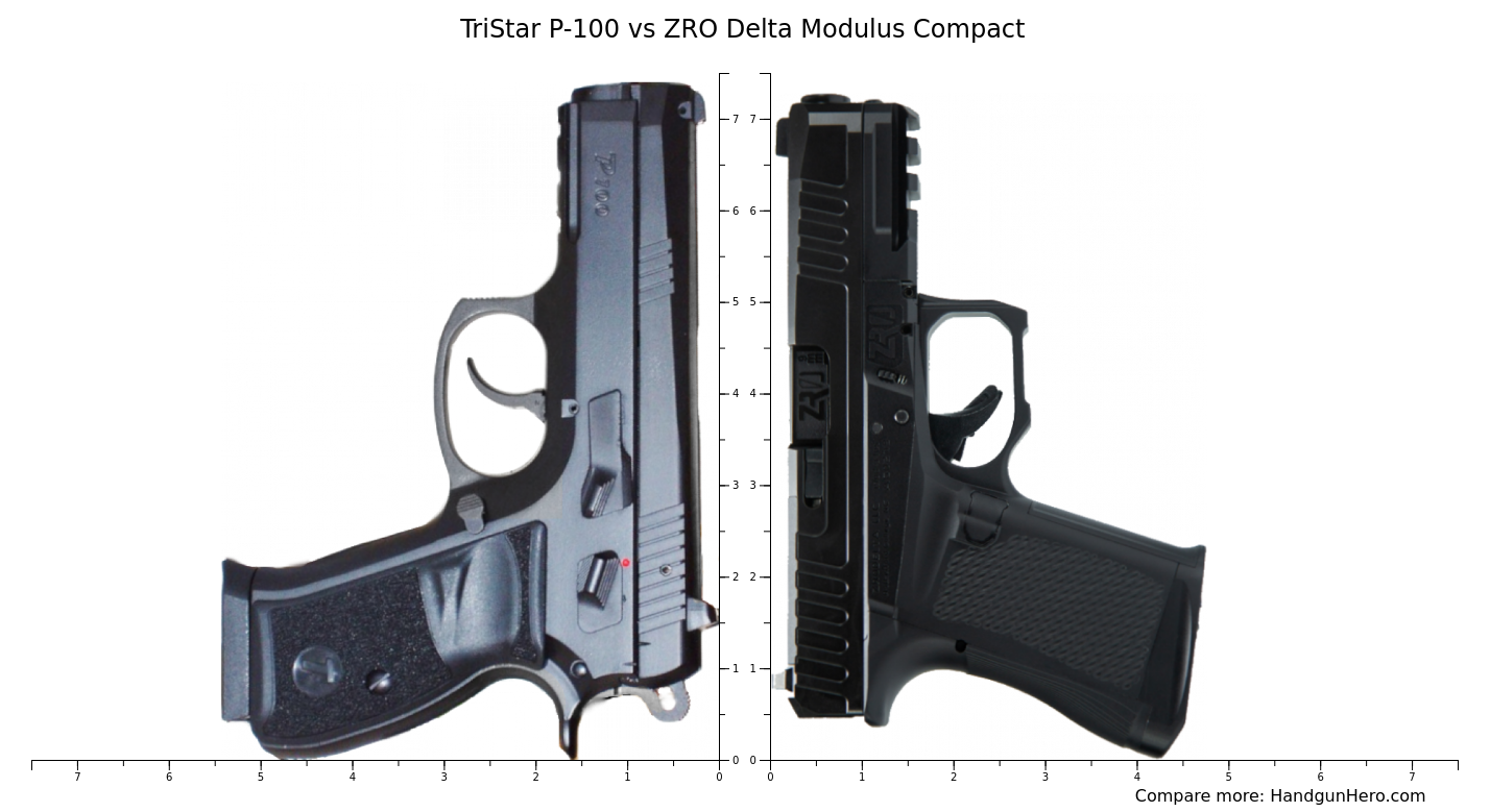 TriStar P-100 vs ZRO Delta Modulus Compact size comparison | Handgun Hero