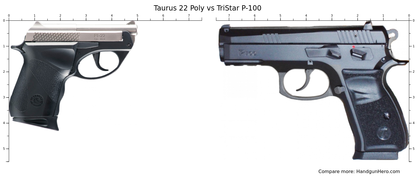Taurus 22 Poly vs TriStar P-100 size comparison | Handgun Hero