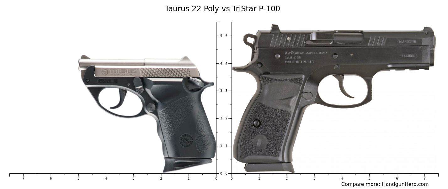 Taurus 22 Poly vs TriStar P-100 size comparison | Handgun Hero