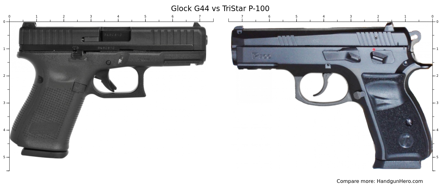 Glock G44 vs TriStar P-100 size comparison | Handgun Hero
