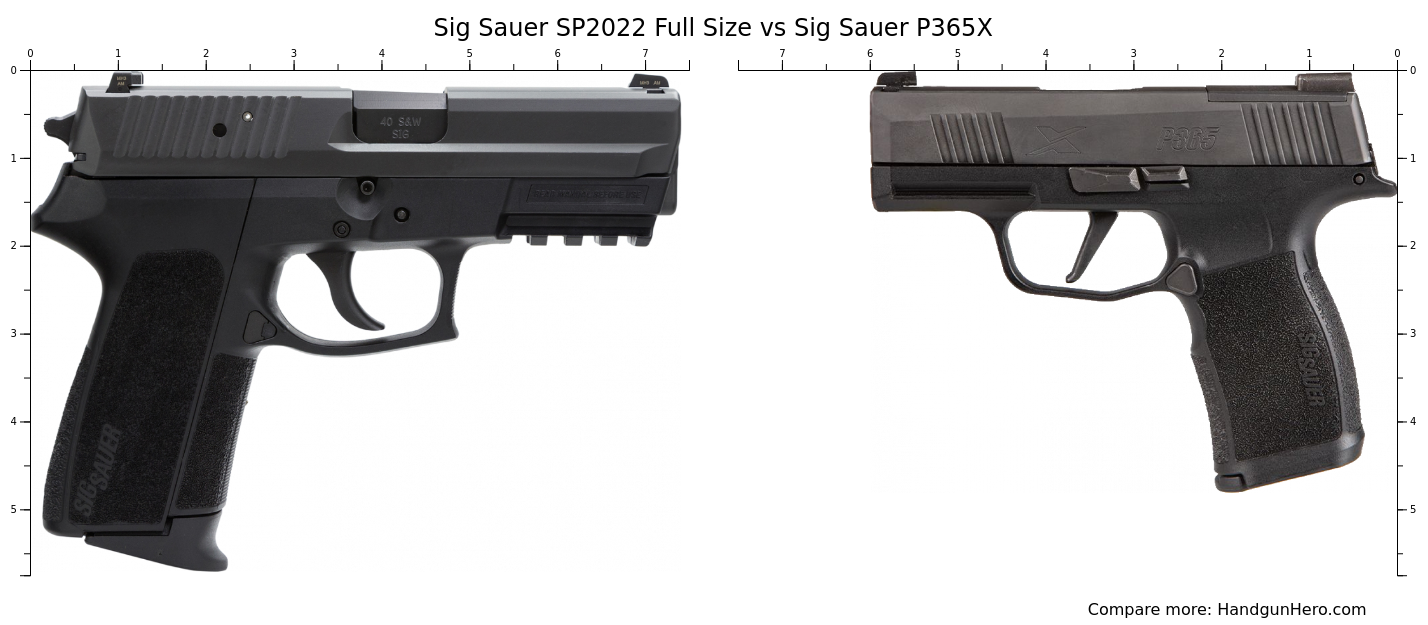 Sig Sauer SP2022 Full Size vs Sig Sauer P365X size comparison | Handgun ...