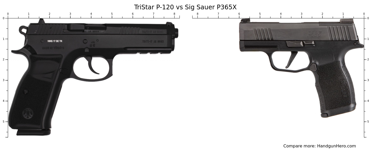 TriStar P-120 vs Sig Sauer P365X size comparison | Handgun Hero