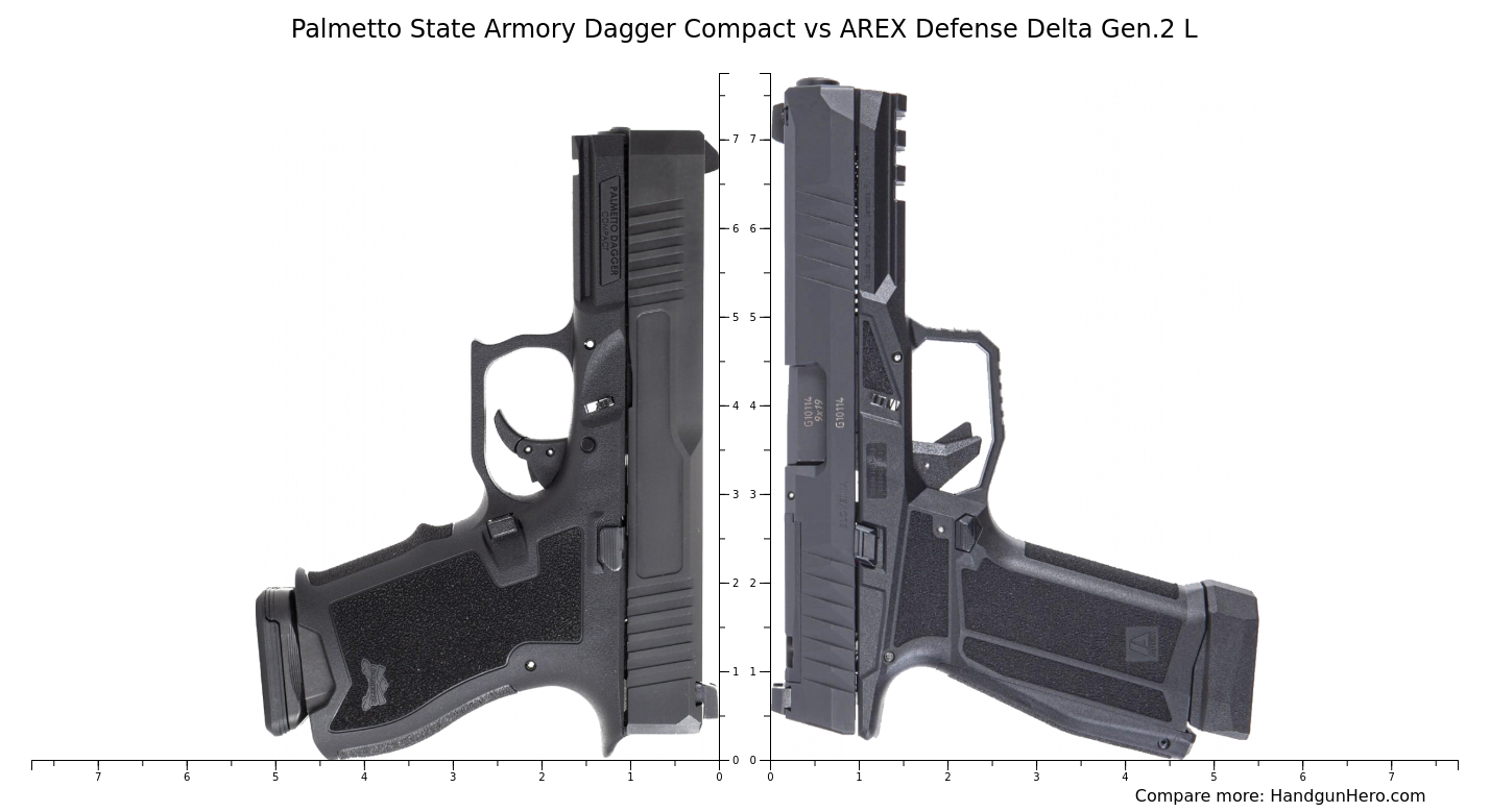 Palmetto State Armory Dagger Compact vs AREX Defense Delta Gen.2 L size ...