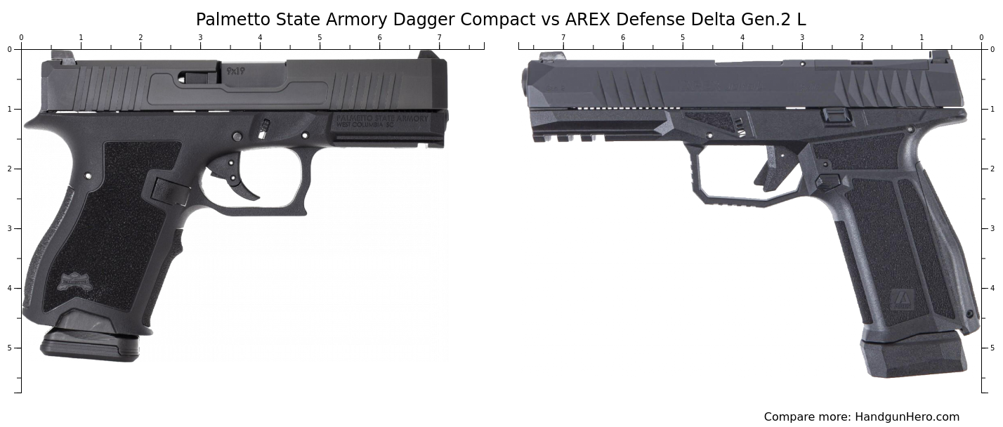 Palmetto State Armory Dagger Compact vs AREX Defense Delta Gen.2 L size ...