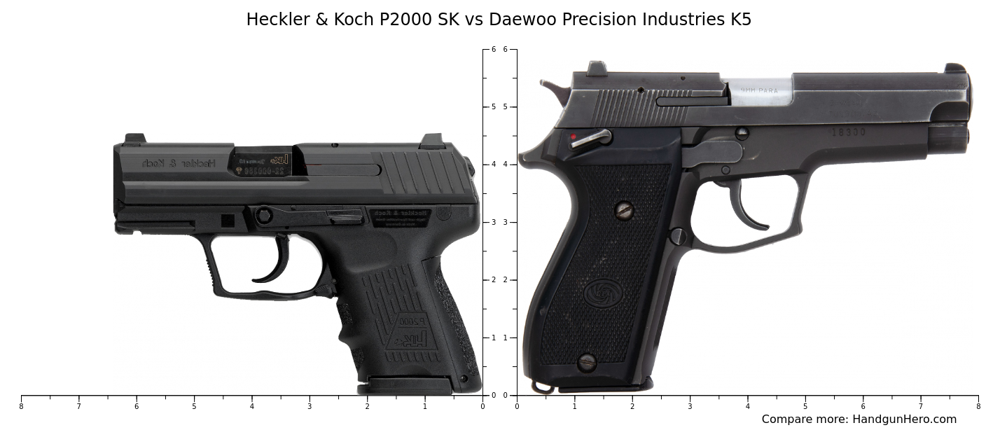 Heckler & Koch P2000 SK vs Daewoo Precision Industries K5 size ...