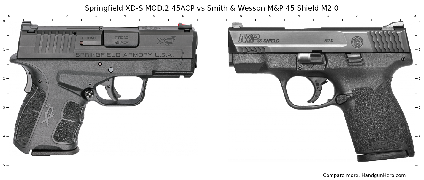 Springfield XD-S MOD.2 45ACP vs Smith & Wesson M&P 45 Shield M2.0 size ...