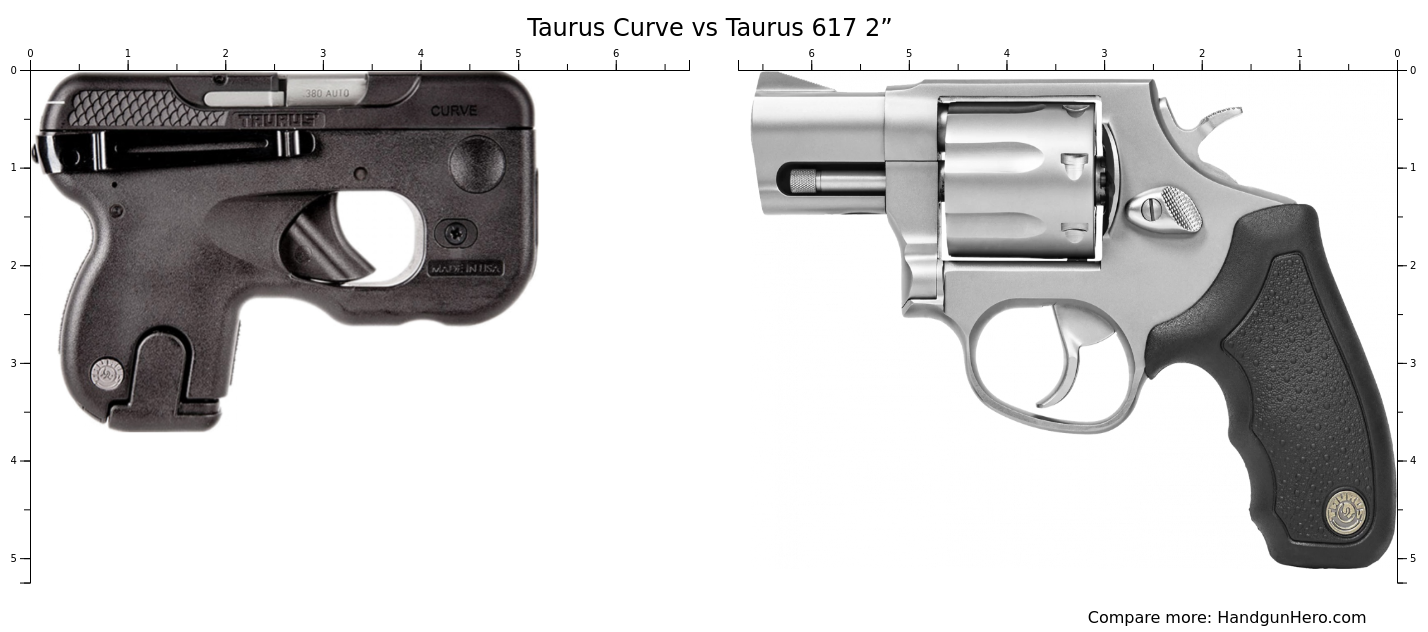 Taurus Curve vs Taurus 617 2” size comparison | Handgun Hero