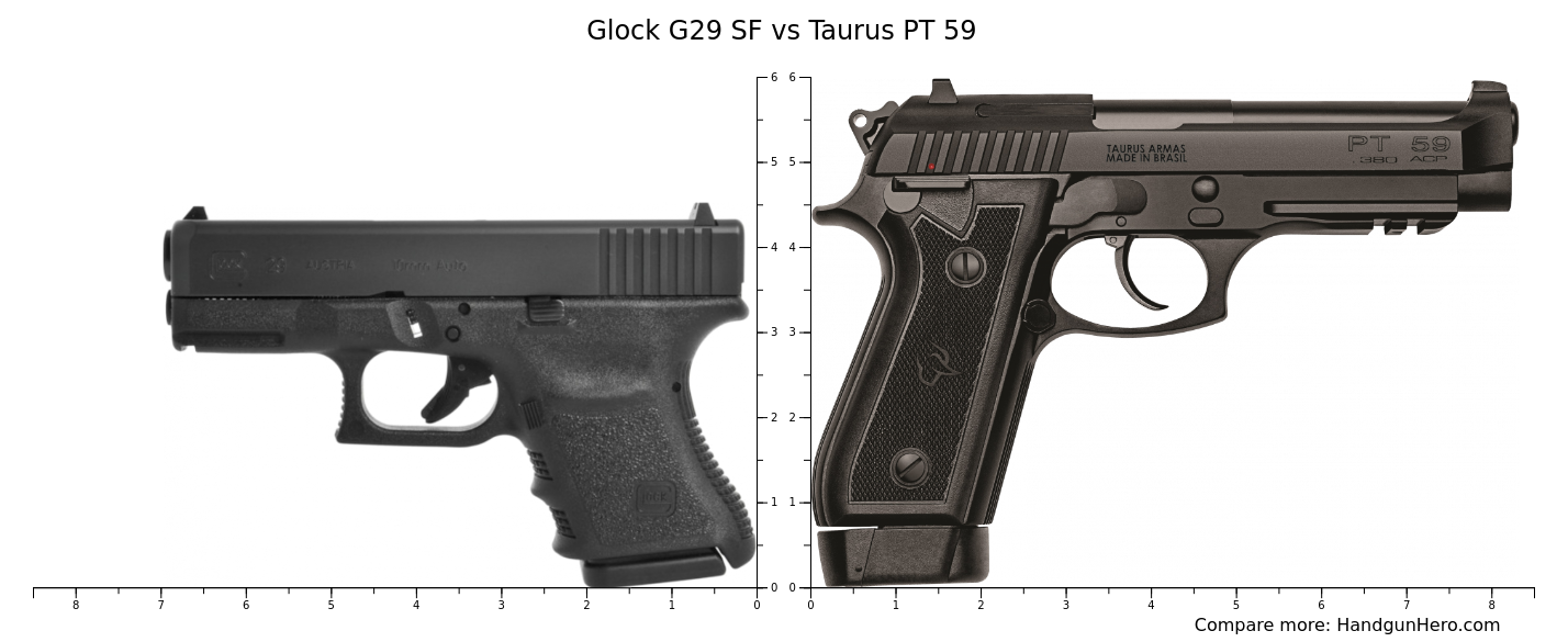 Glock G29 Sf Vs Taurus Pt 59 Size Comparison Handgun Hero