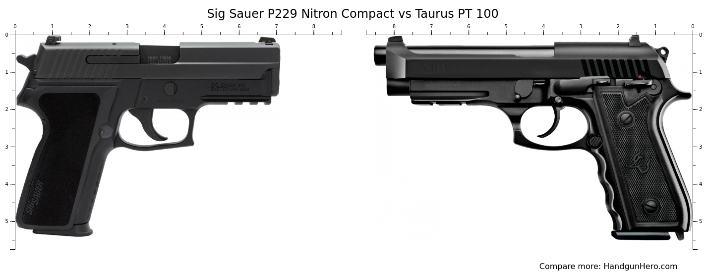 Sig Sauer P229 Nitron Compact vs Taurus PT 100 size comparison ...