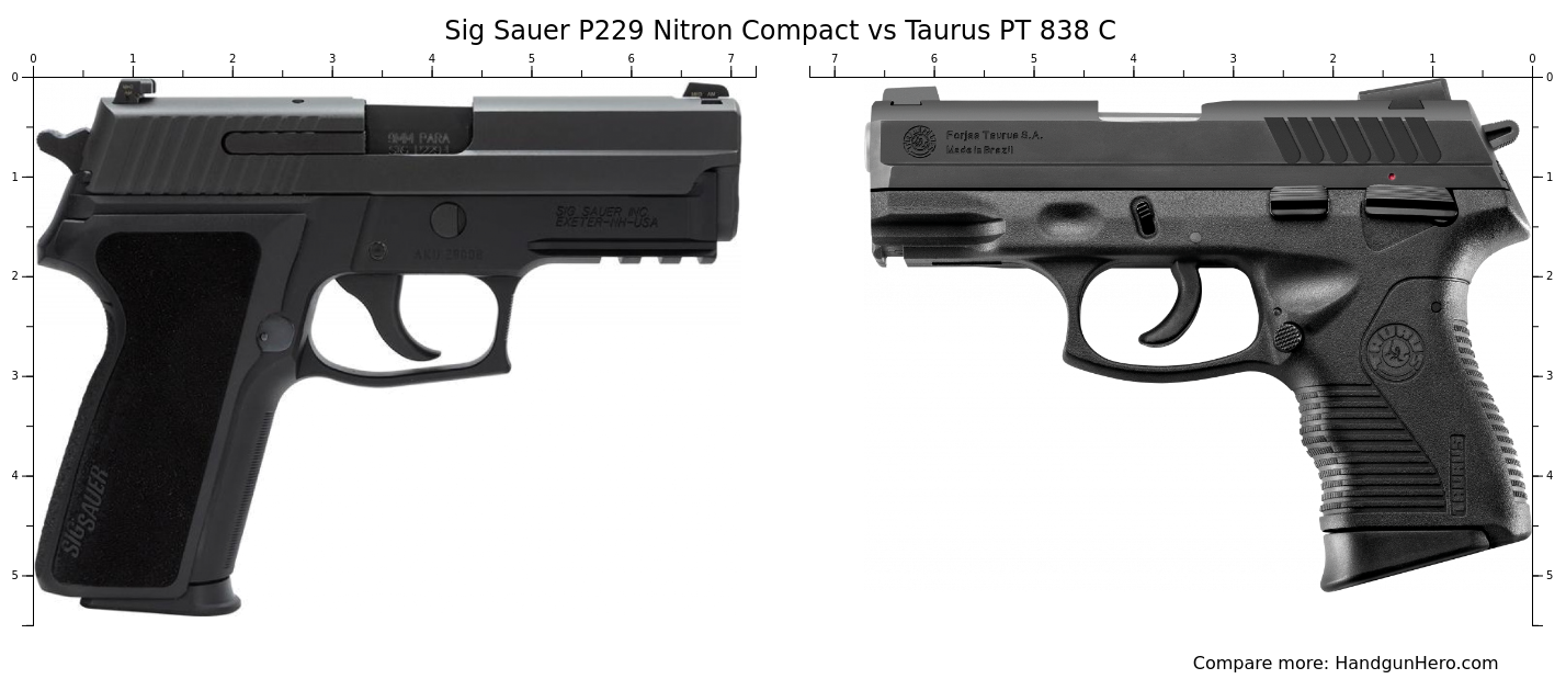 Sig Sauer P229 Nitron Compact vs Taurus PT 838 C size comparison ...