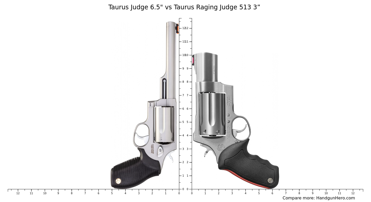 Taurus Judge 6.5" vs Taurus Raging Judge 513 3” size comparison ...